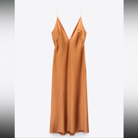 Zara | Dresses | Zara Long Satin Effect Dress | Poshmark